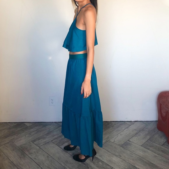 Skirts | Teal Crop Top And Skirt Set | Poshmark